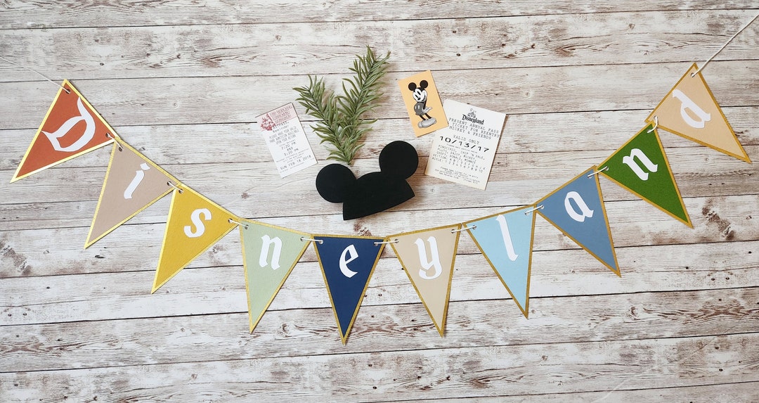 Vintage Style Disneyland Banner: Boho Party Pennant Flags - Etsy