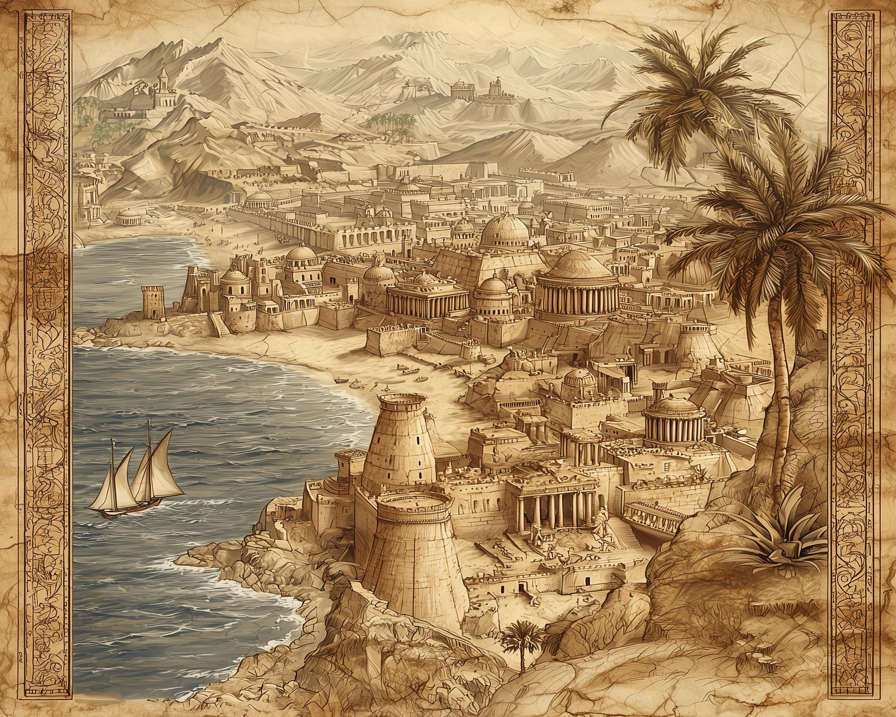 Ancient Maps 003 Fantasy Island Map Art Print Vintage Explorer ...