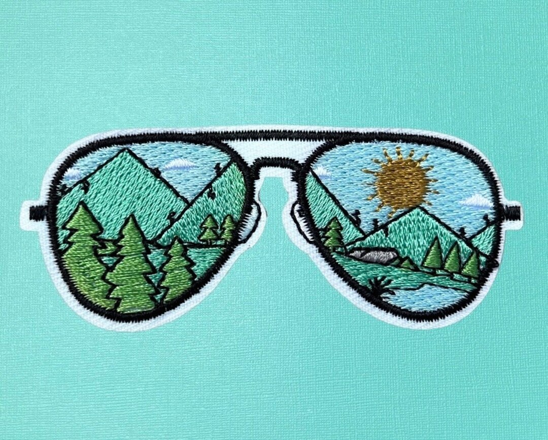 Sunglasses Iron On, Mountain Patch, Camper Patch, Hat Patch, Embroidery Patch, Trucker Hat Patch ...