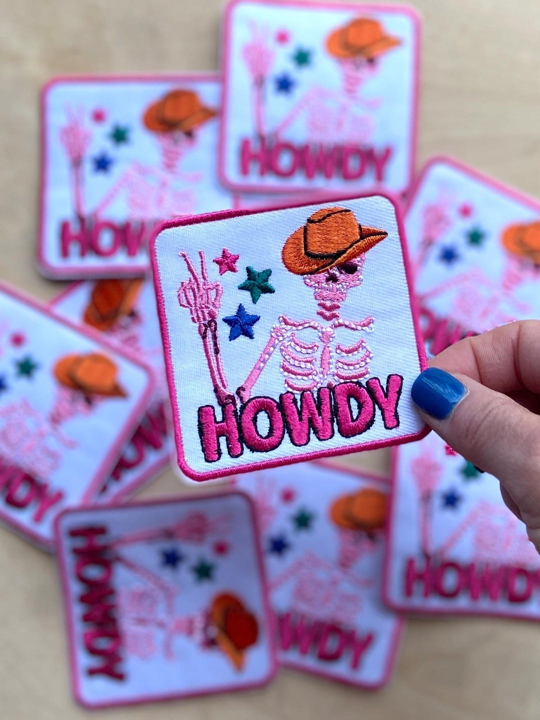 Howdy Skeleton Cowboy Hat Patch 7.7cm X 7.7cm , Embroidery Patch ...