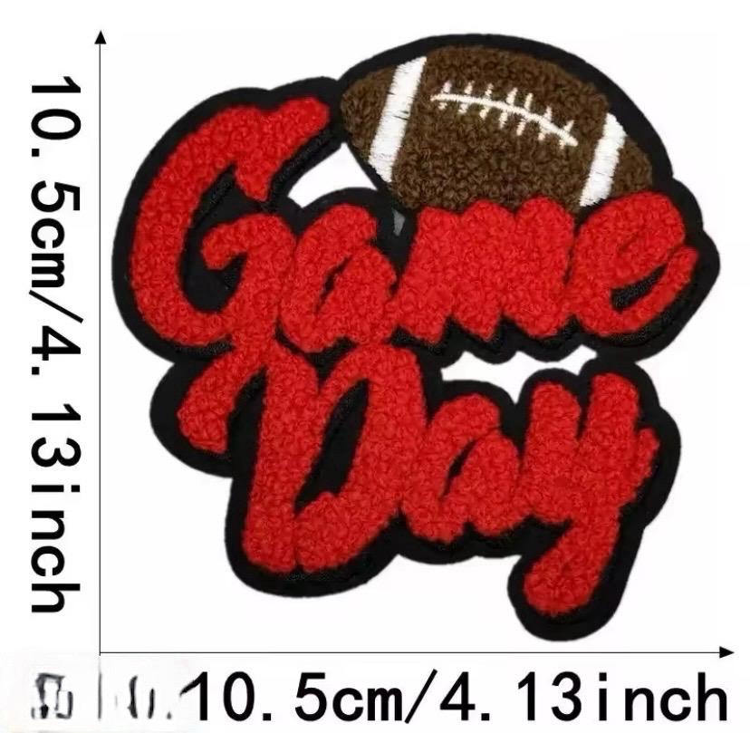 Red Game Day Hat Patch 4.13"x4.13", Chenille Patch, Trucker Hat Patch ...
