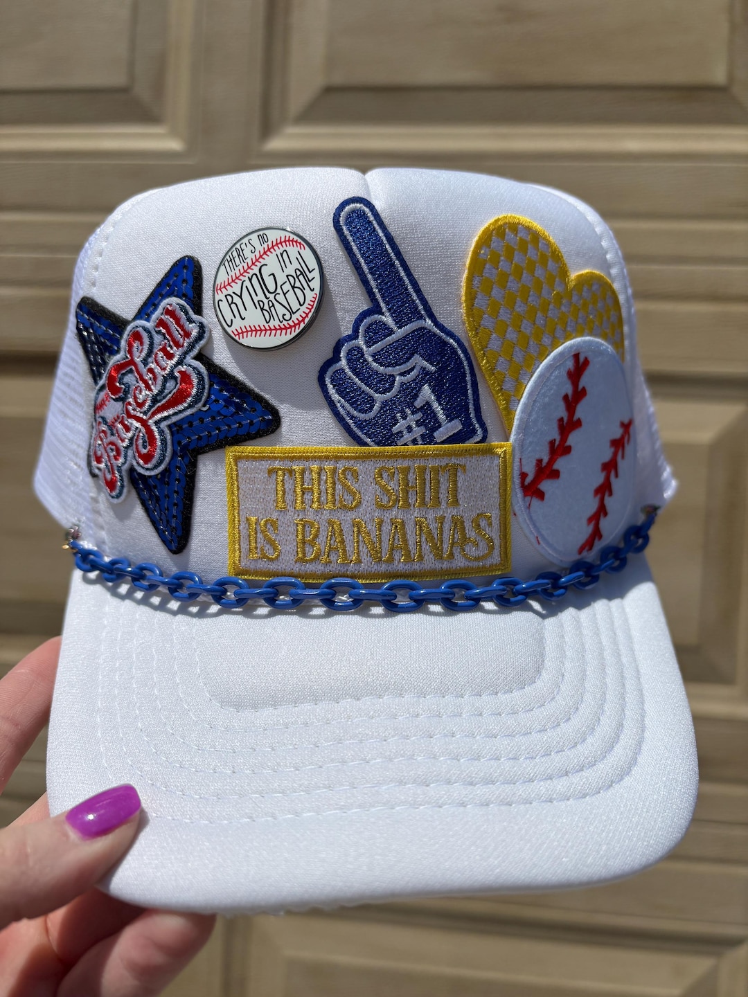 White Savannah Banana Inspired Trucker Hat, Embroidery Patch, Trucker ...
