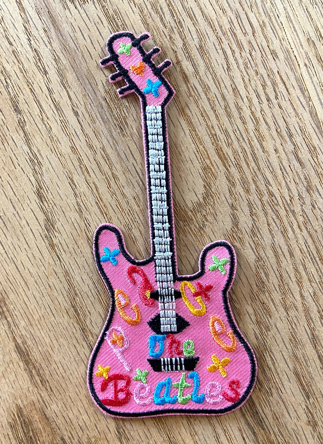Pink Beatles Guitar Hat Patch, Embroidery Patch, Trucker Hat Patch ...