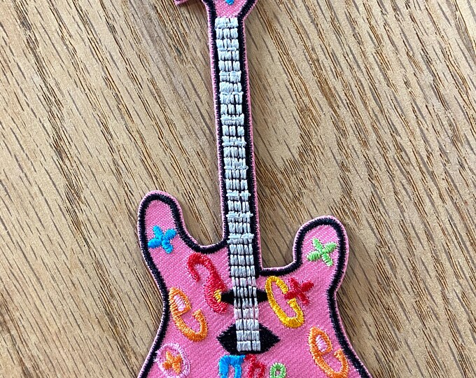 Pink Beatles Guitar Hat Patch, Embroidery Patch, Trucker Hat Patch ...