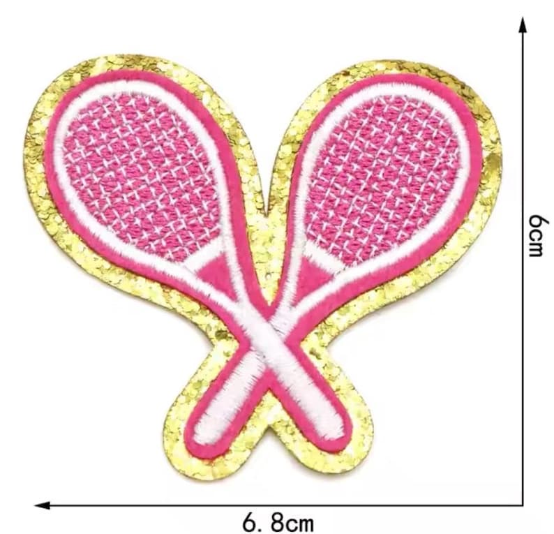 Pink Tennis Rackets Hat Patch 2.5" X 2.5", Embroidery Patch, Trucker ...