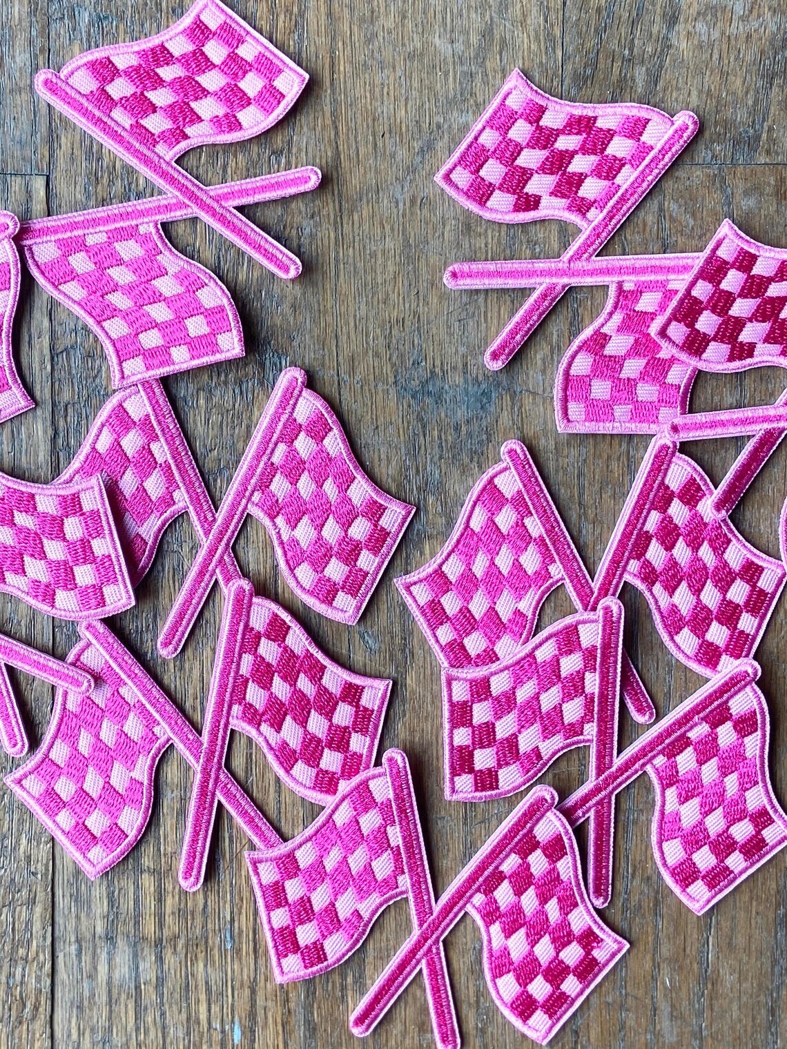 Pink Racing Flags Hat Patch 3.5" X 2.5", Embroidery Patch, Trucker Hat ...