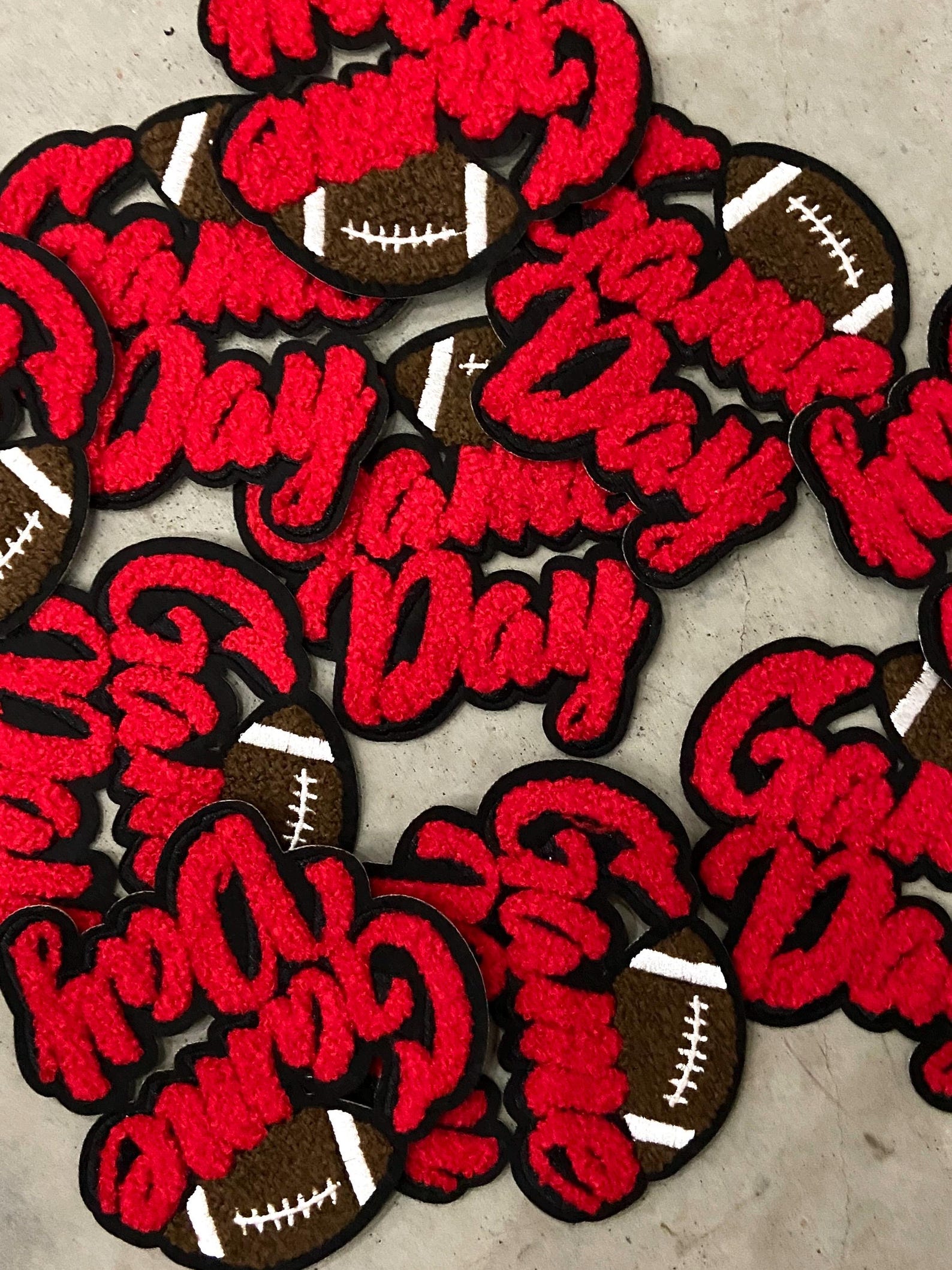 Red Game Day Hat Patch 4.13"x4.13", Chenille Patch, Trucker Hat Patch ...