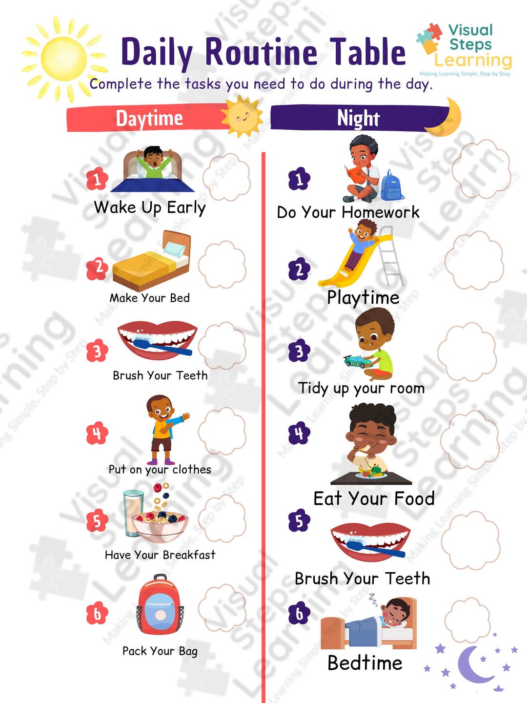 Daily Routine Chart for Kids | Morning & Night Routine Poster ...