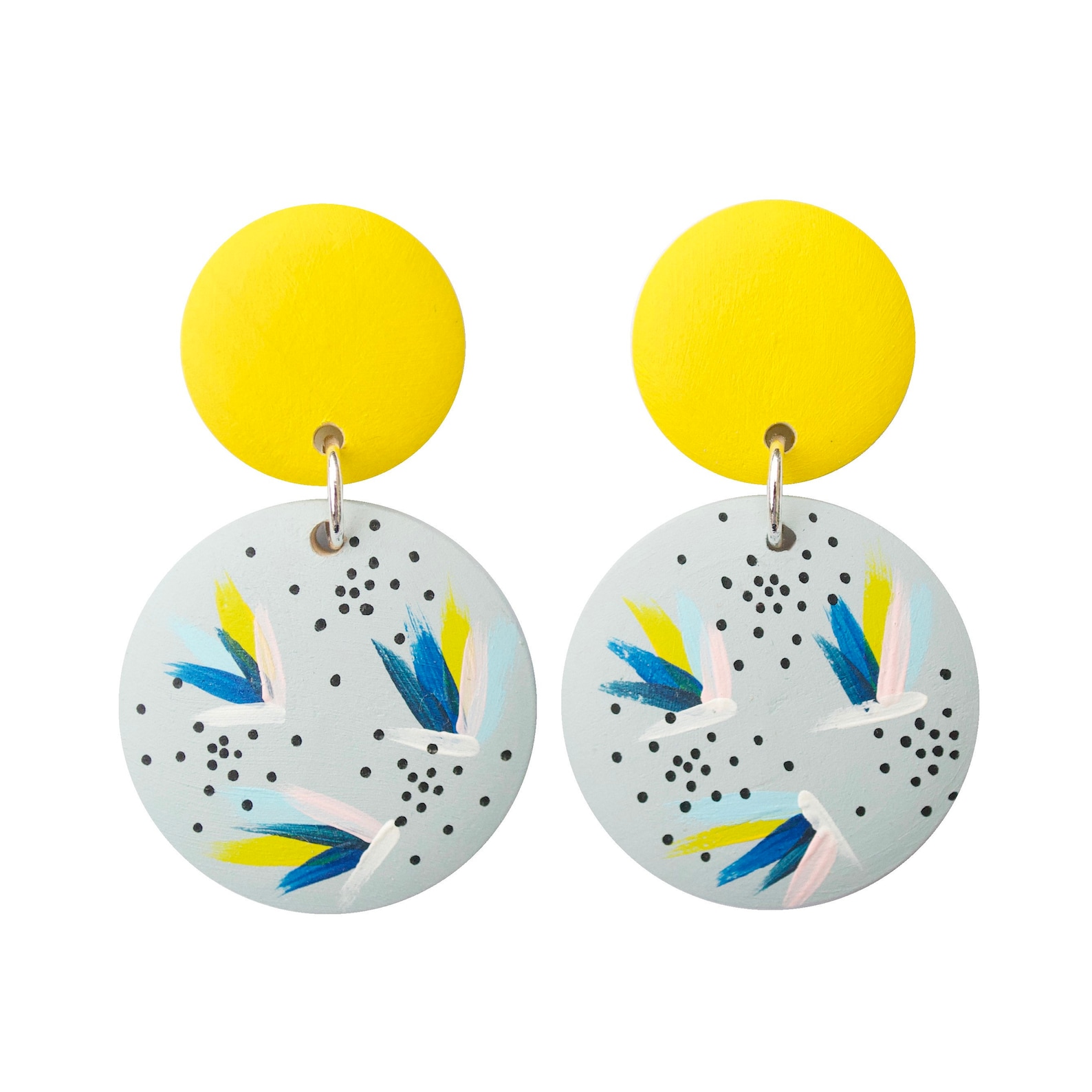 Abstract Pattern Colourful Earrings, Hand Painted Wooden Beads ...