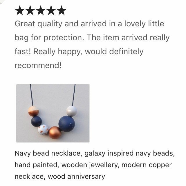 Navy Bead Necklace Galaxy Inspired Navy Beads Hand Painted - Etsy