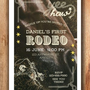 First Rodeo Invitation, Cowboy Birthday Invitation, Wild West Birthday ...