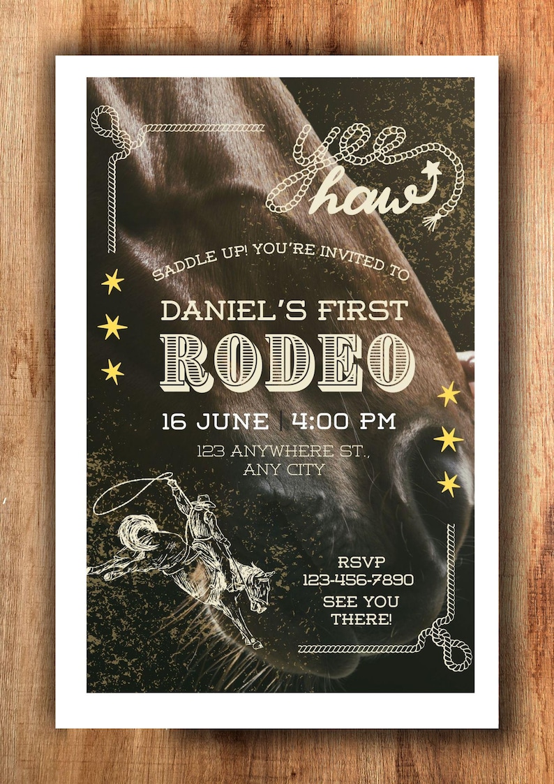 First Rodeo Invitation, Cowboy Birthday Invitation, Wild West Birthday ...