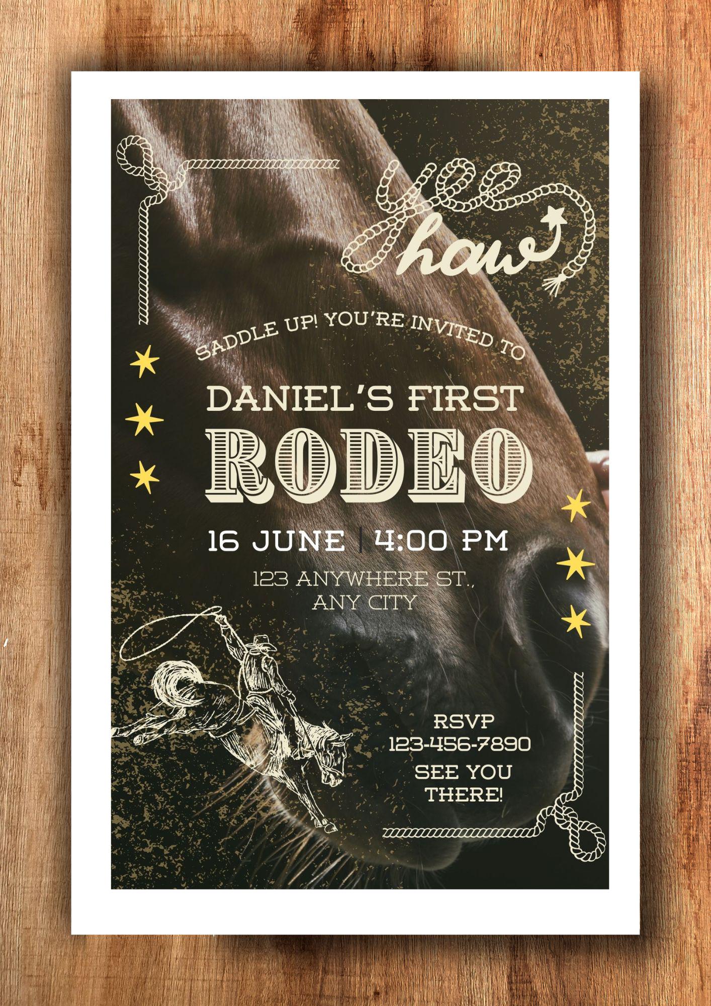 First Rodeo Invitation, Cowboy Birthday Invitation, Wild West Birthday ...