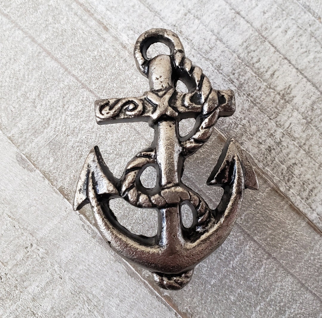 Anchor Knobs, Nautical Handles, Ocean Dresser Drawer Pulls, Silver ...