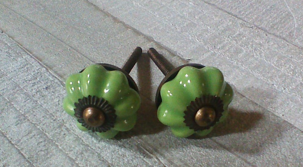 Ceramic Flower Knobs Green Drawer Knobs Vintage Inspired - Etsy