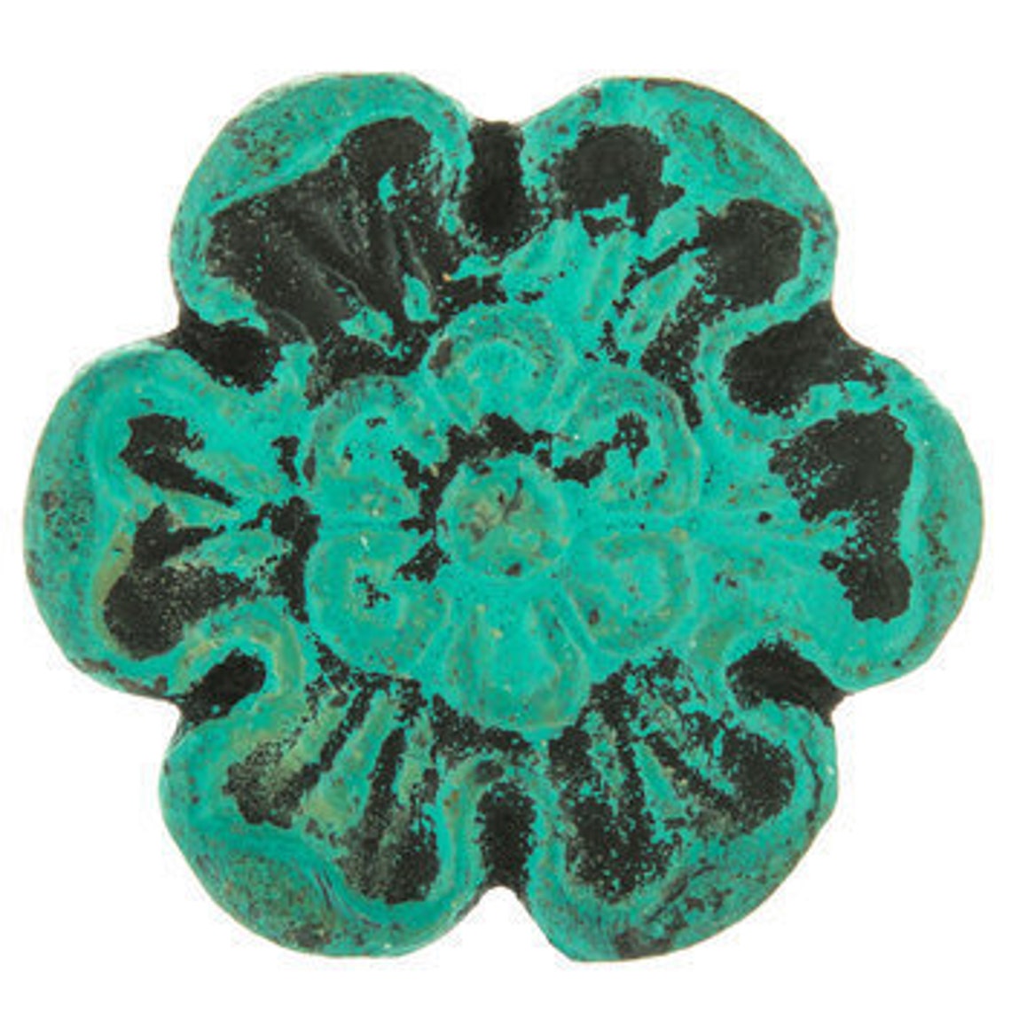 Cast Iron Flower Knobs Rustic Turquoise Drawer Knobs - Etsy
