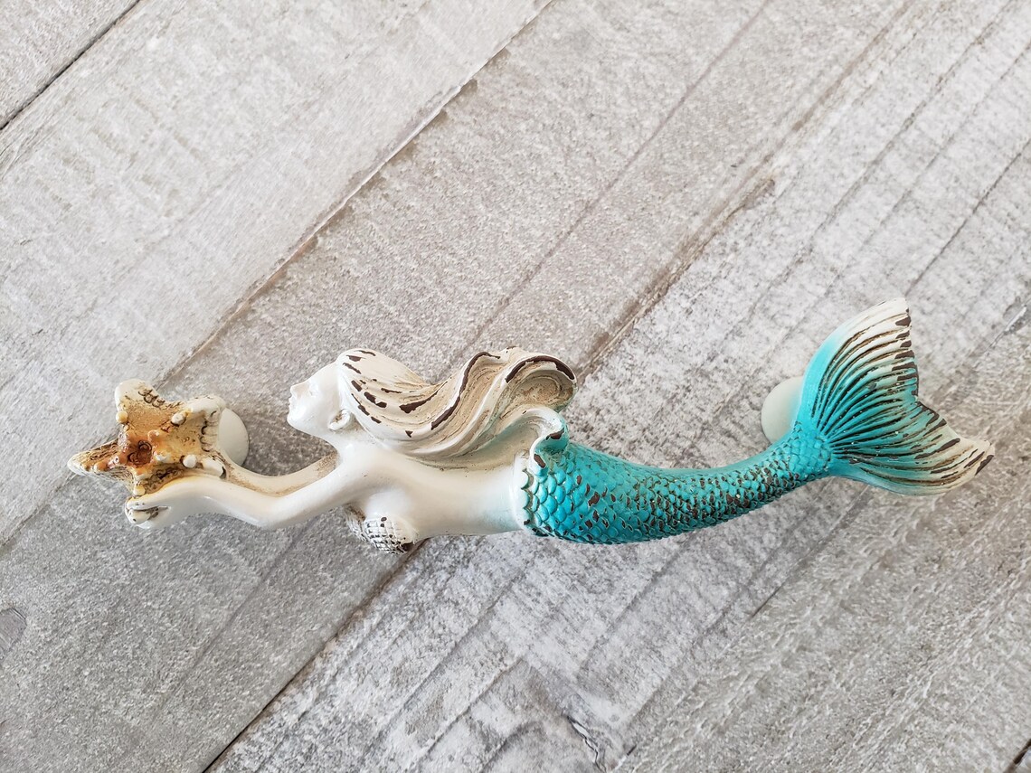 Mermaid Drawer Pull, Nautical Coastal Cabinet Handle - Etsy
