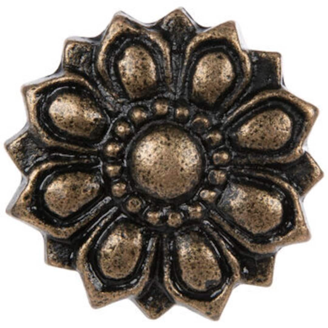 Flower Drawer Knob, Vintage Inspired Knobs, Antique Brass, Farmhouse Handles, Dresser Drawer ...