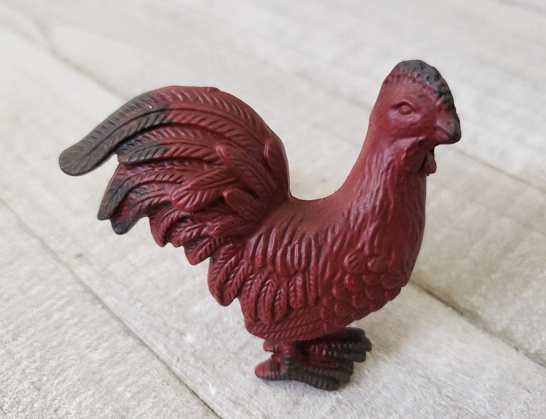 Cast Iron Rooster Knobs, Rustic Red Drawer Knobs, Distressed Knobs ...