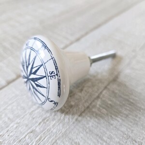Compass Knobs, Nautical Handles, Ocean Dresser Drawer Pulls, White Distressed Metal Desk Cabinet ...