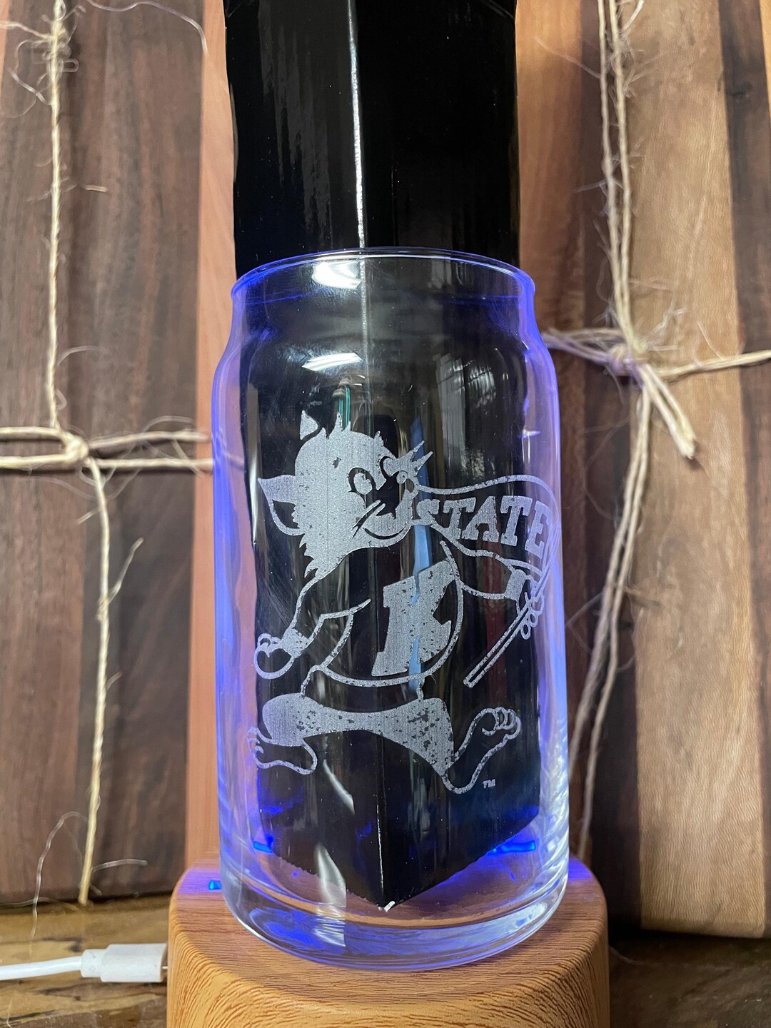 K-state Willie the Wildcat on Rolled Lip 16oz Glass Official Affinity ...