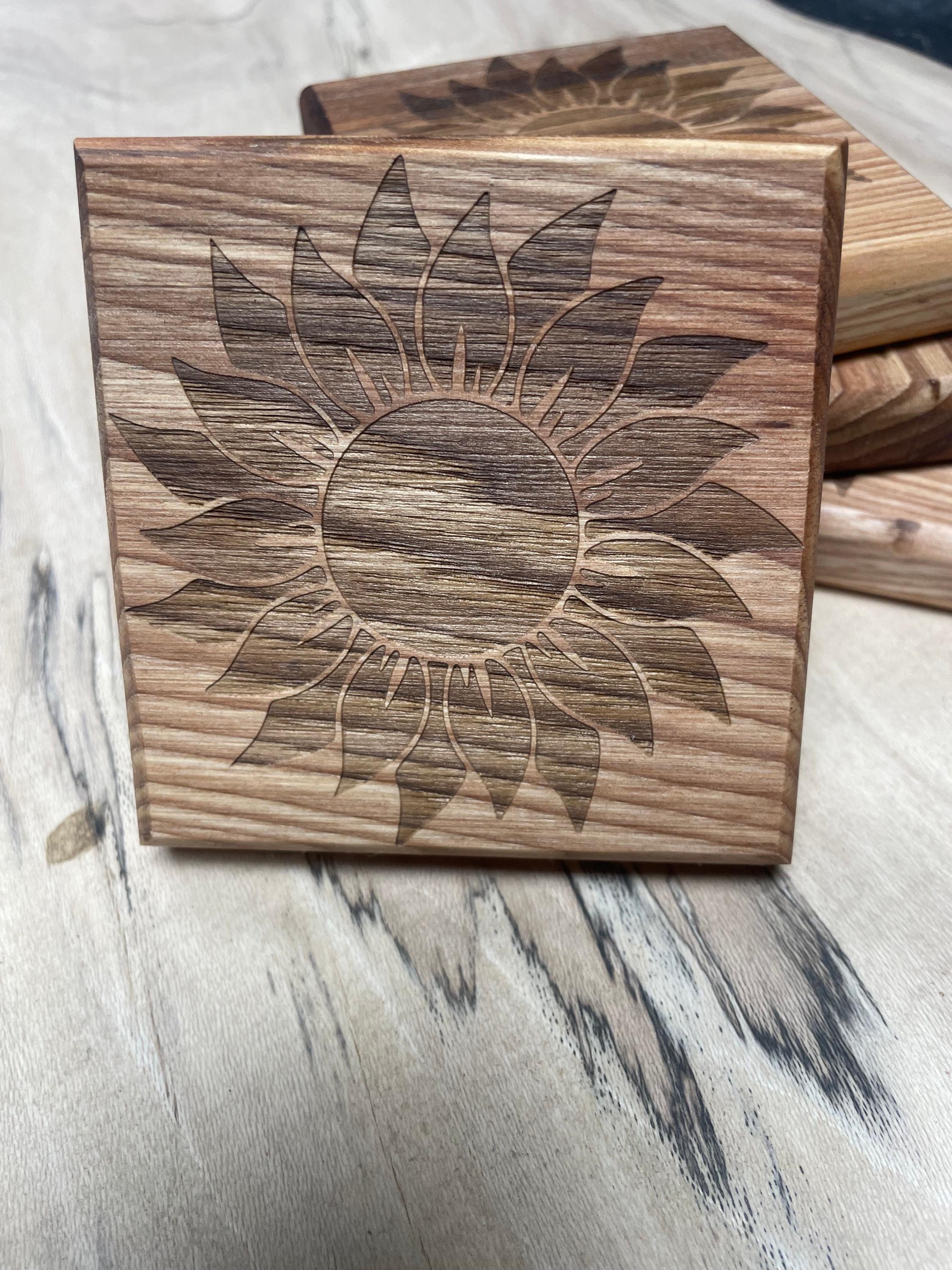 Sunflower Wood Coasters (set of 4) - Etsy