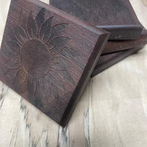 Sunflower Wood Coasters (set of 4) - Etsy