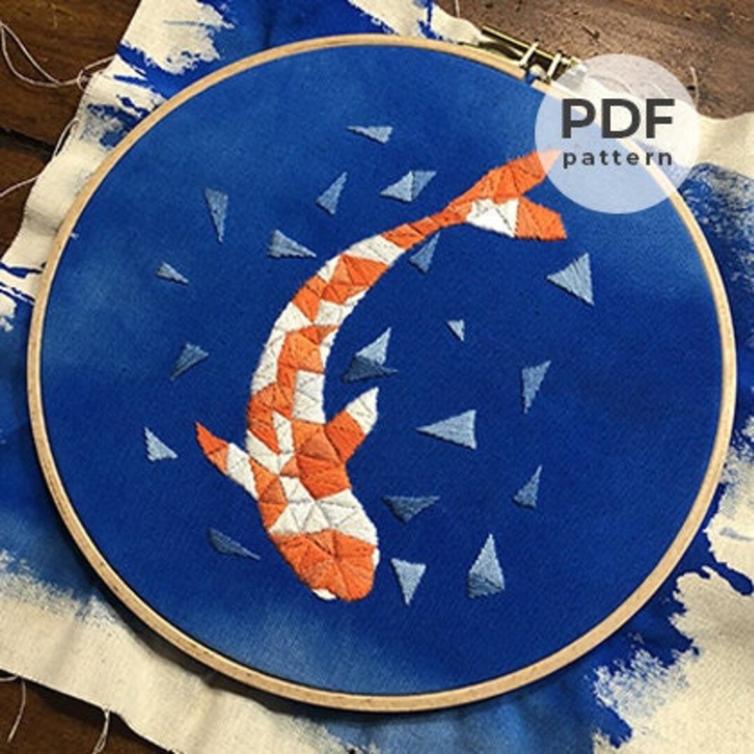 Koi Fish Geometric Embroidery Pattern - Etsy