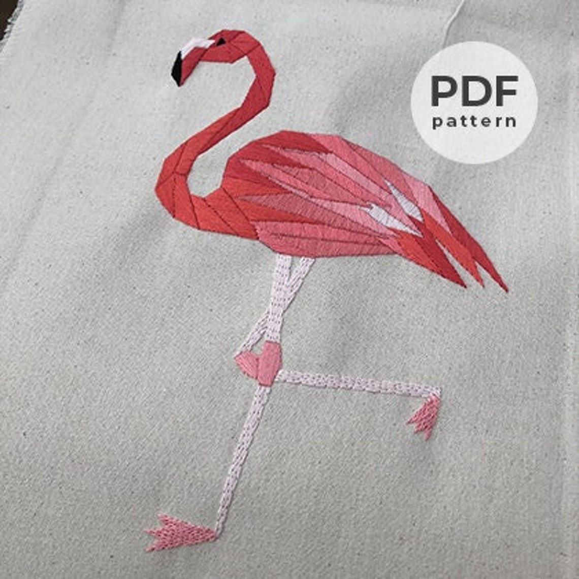Flamingo Geometric Embroidery Pattern - Etsy