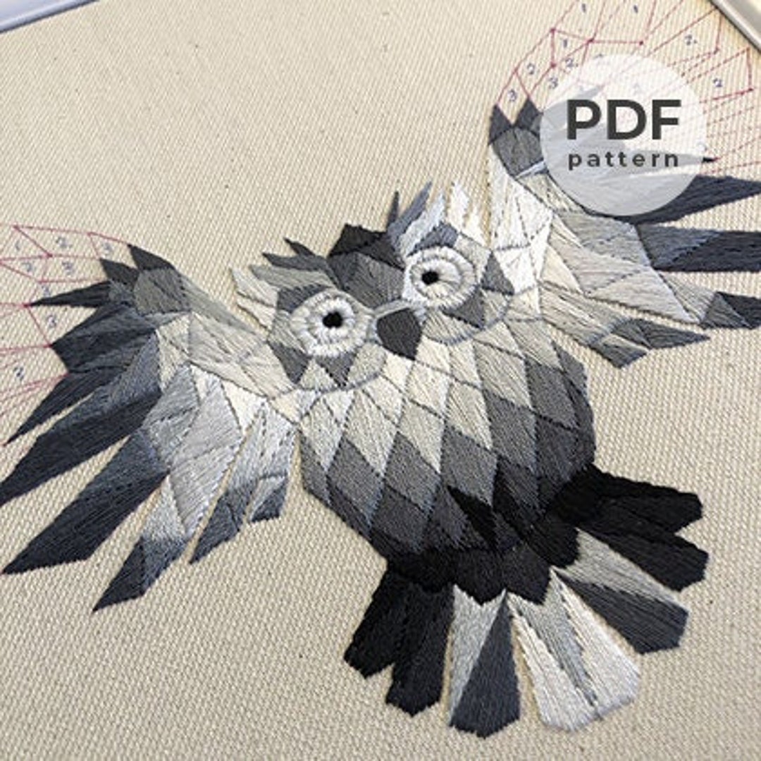 Owl Geometric Embroidery Pattern - Etsy