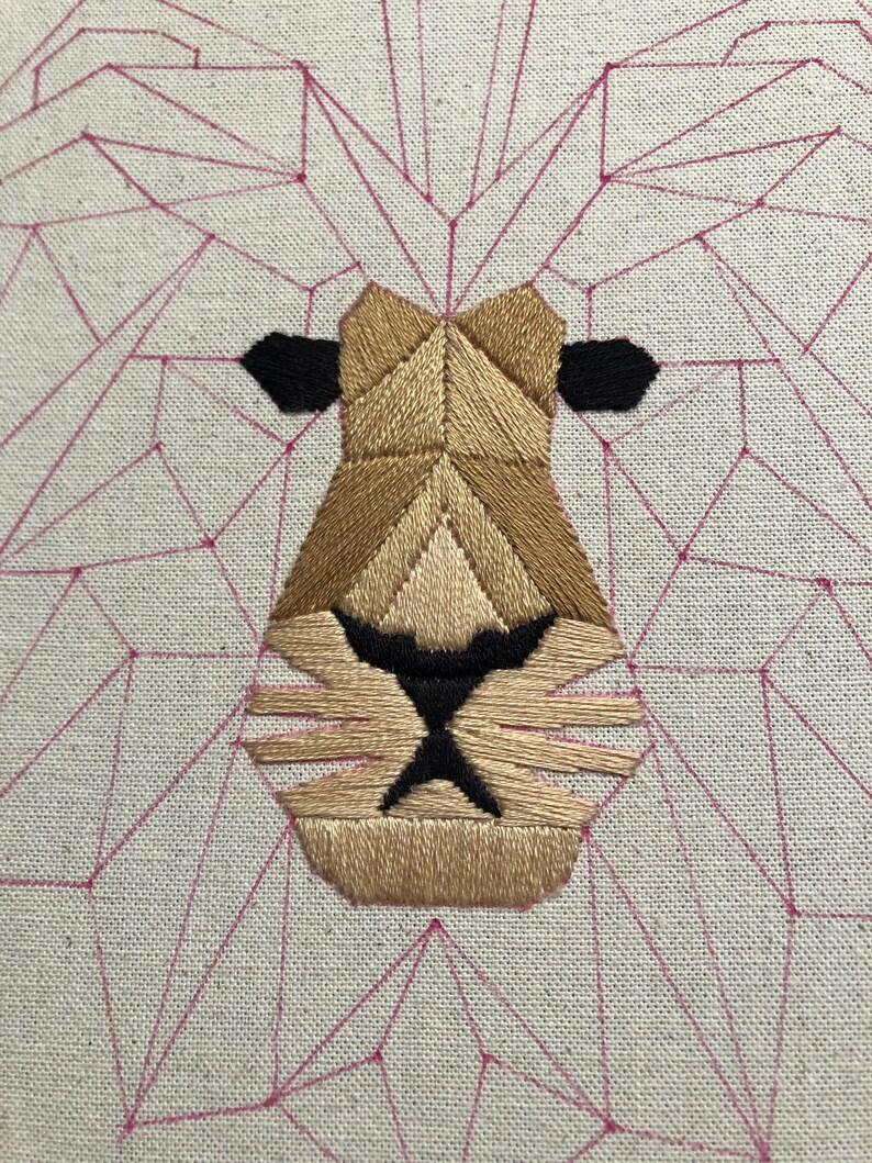 Lion Geometric Embroidery Pattern - Etsy