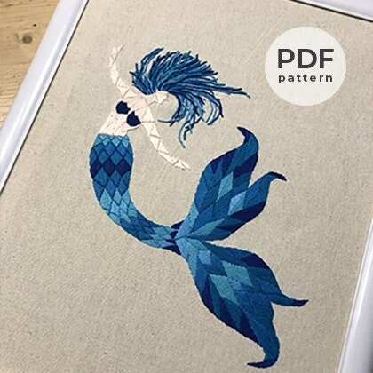 Mermaid Embroidery Pattern | Etsy