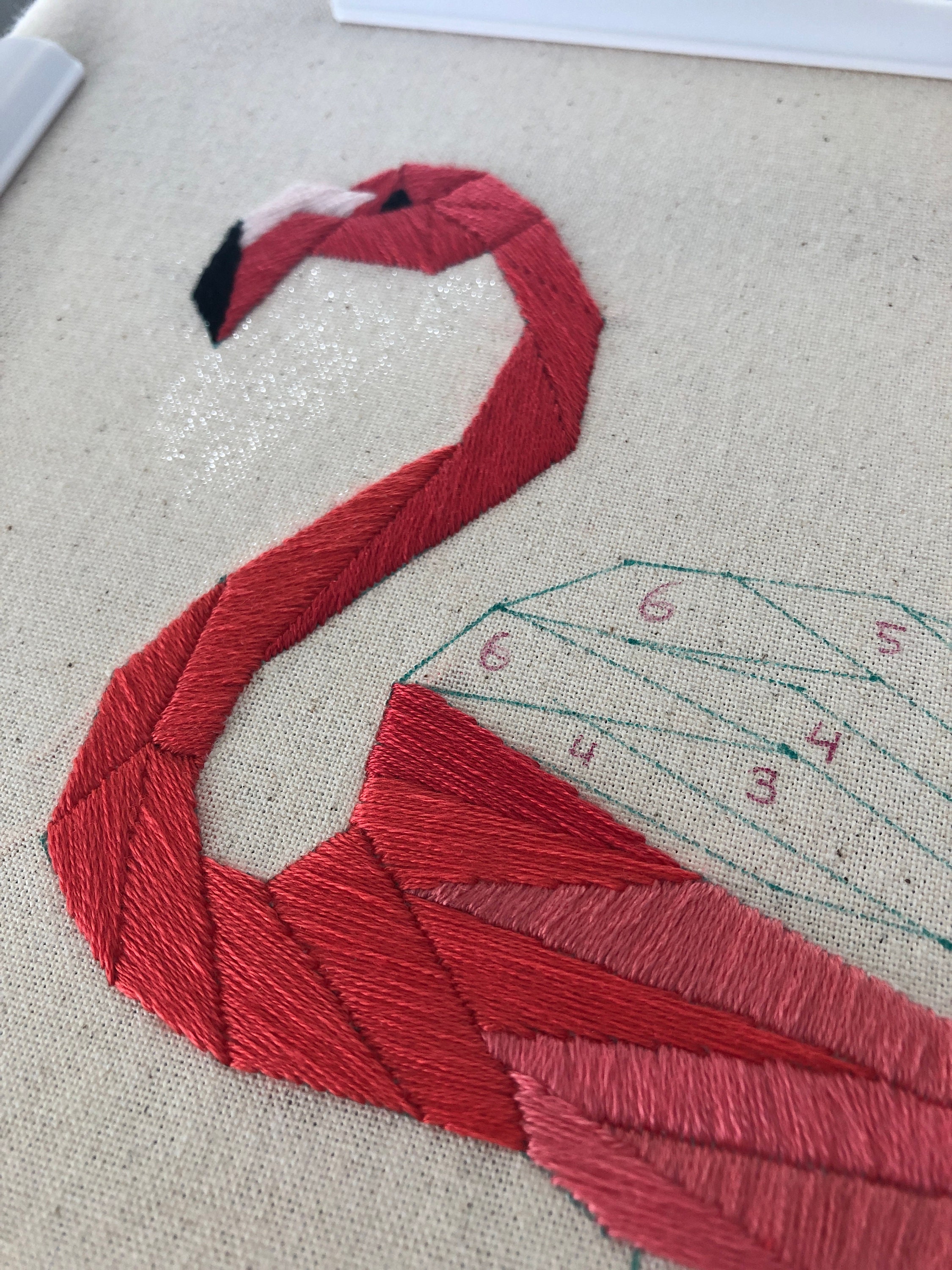 Flamingo geometric embroidery pattern | Etsy