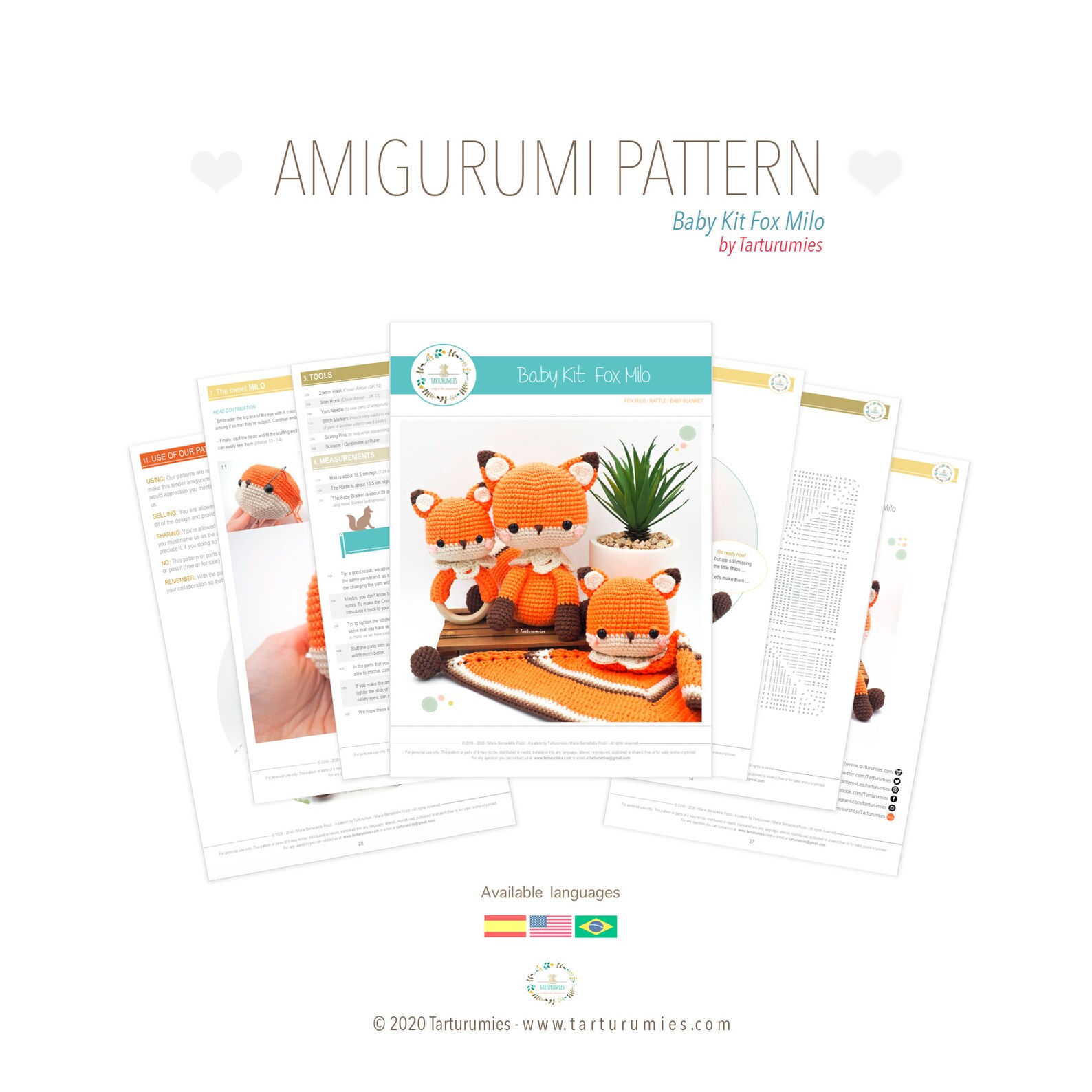 Amigurumi Baby Kit Fox Milo fox Baby Blanket and Rattle / | Etsy
