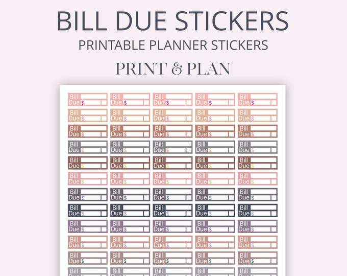 Bill Due Stickers, Bill Due Planner Stickers, Printable Budget Stickers ...
