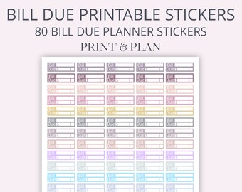 Credit Card Printable Planner Stickers Bill Planner Stickers - Etsy