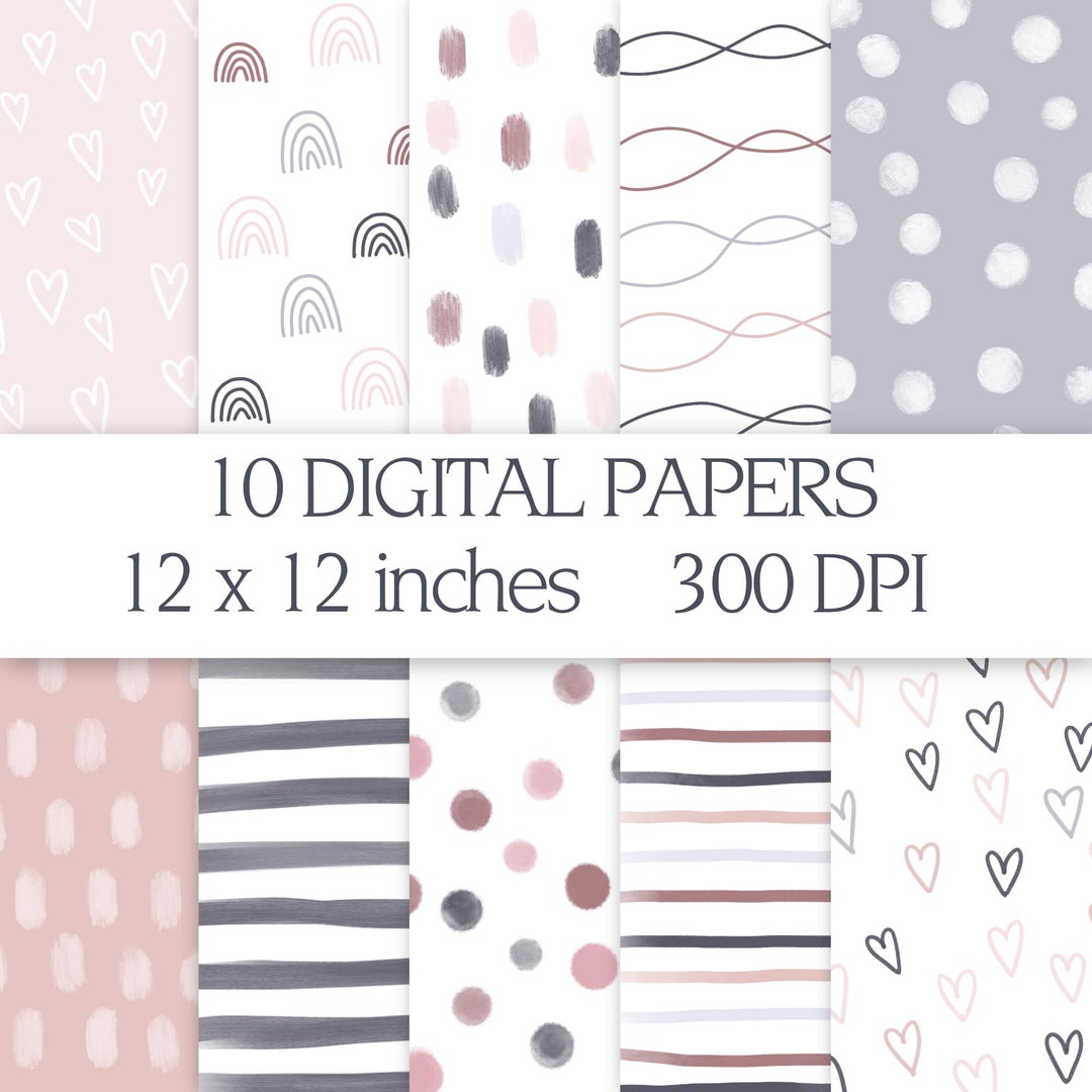 Doodle Digital Papers Boho Digital Paper Pack Hand Drawn - Etsy
