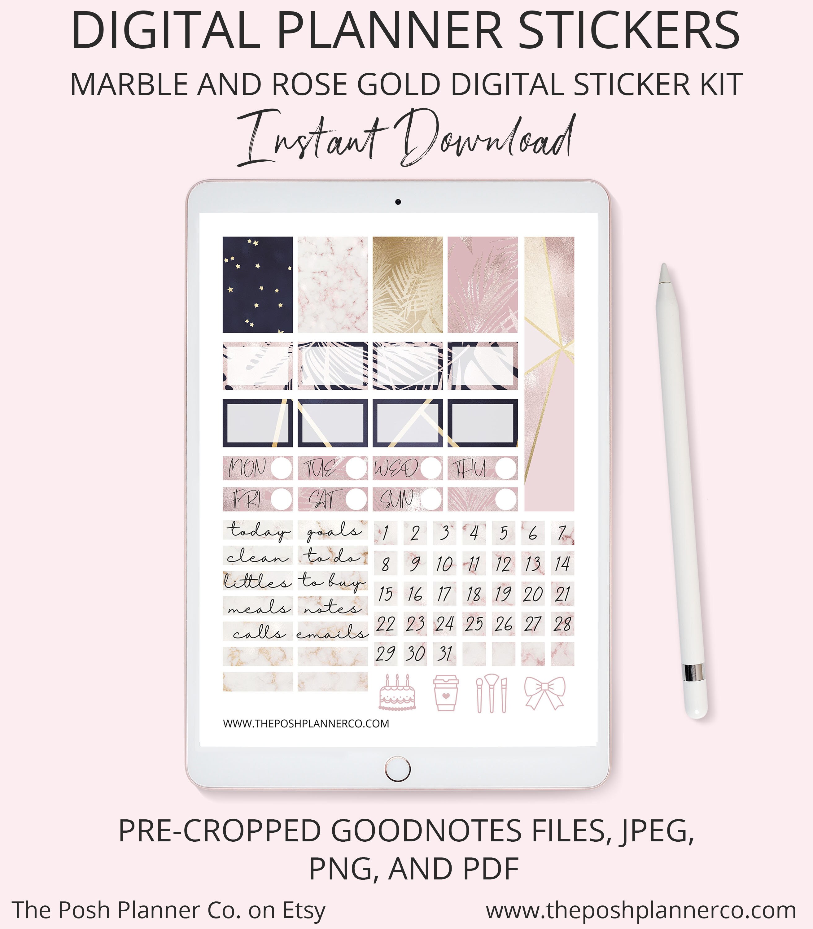 Digital Planner Stickers Digital Stickers Goodnotes | Etsy