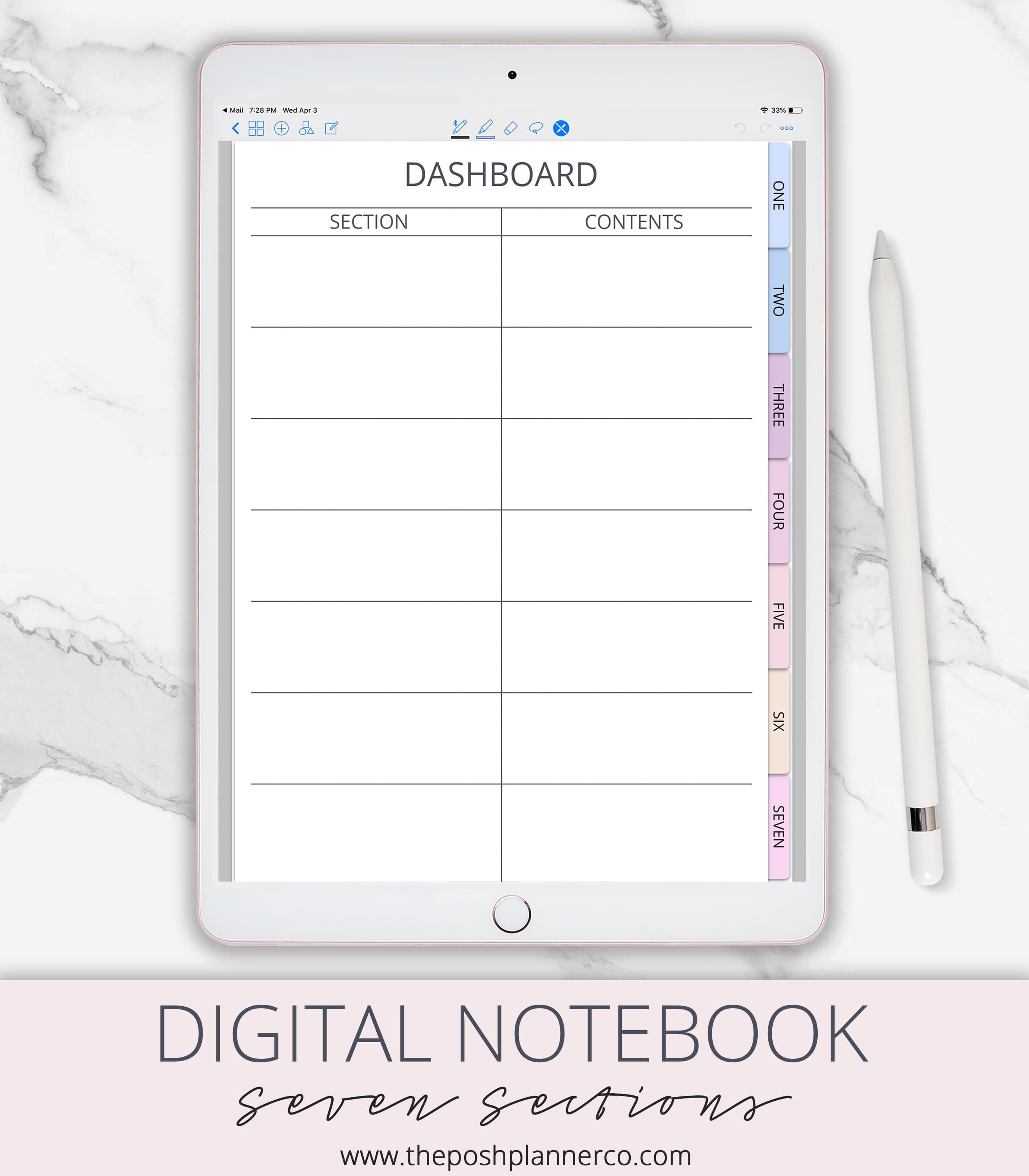 Digital Notebook Digital Planner Student Planner 7 Subject - Etsy
