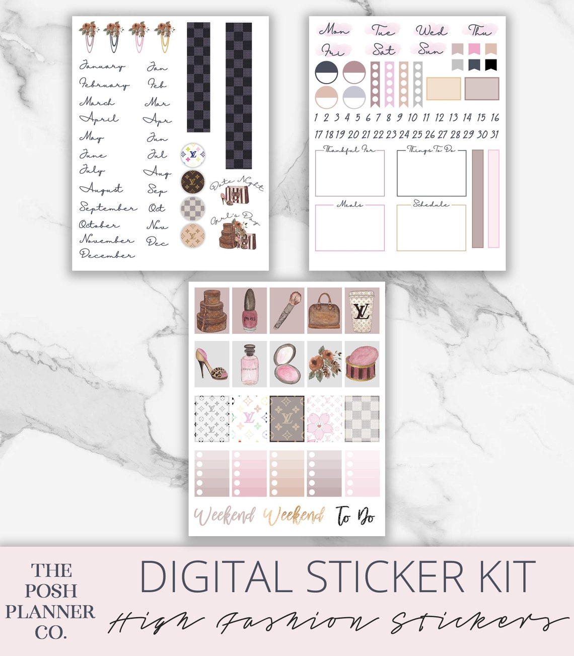 Digital Planner Stickers Kit, Fashion Digital Stickers for Goodnotes ...