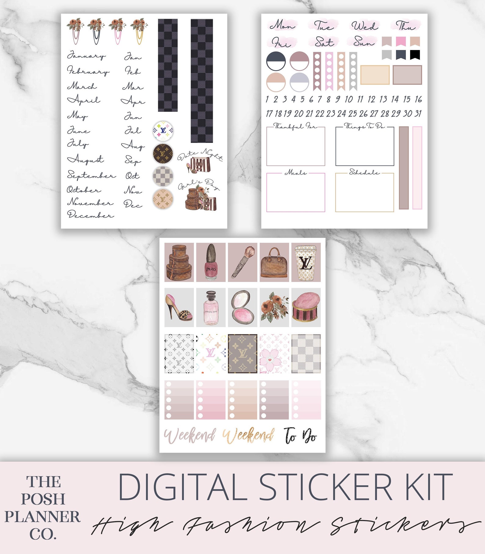 Digital Planner Stickers Kit, Fashion Digital Stickers for Goodnotes ...