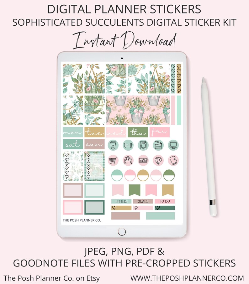 Digital Stickers Digital Planner Stickers Succulent - Etsy