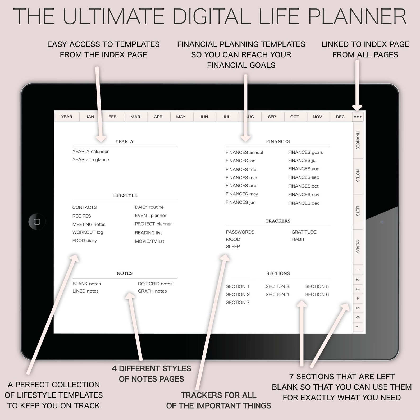 UNDATED Digital Planner Life Planner Minimal Planner Daily - Etsy
