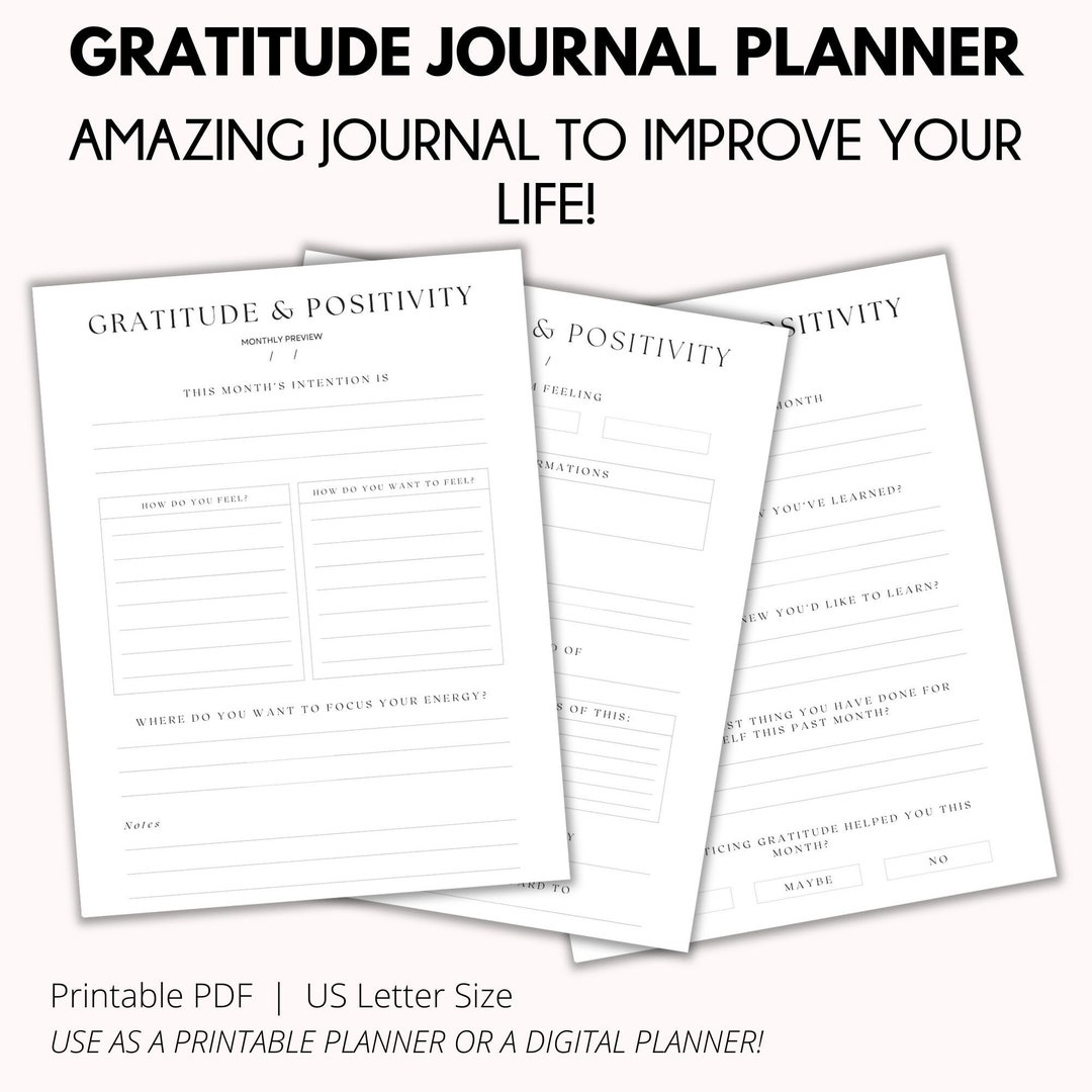 Gratitude Journal Printable Daily Appreciation Mindful - Etsy