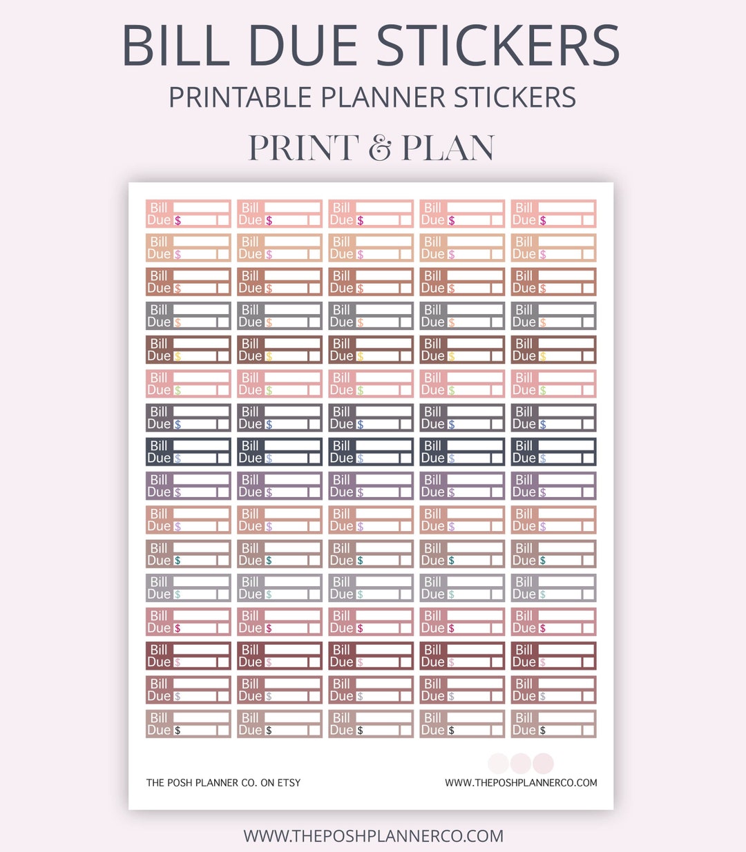Bill Due Stickers Bill Due Planner Stickers Printable Budget - Etsy