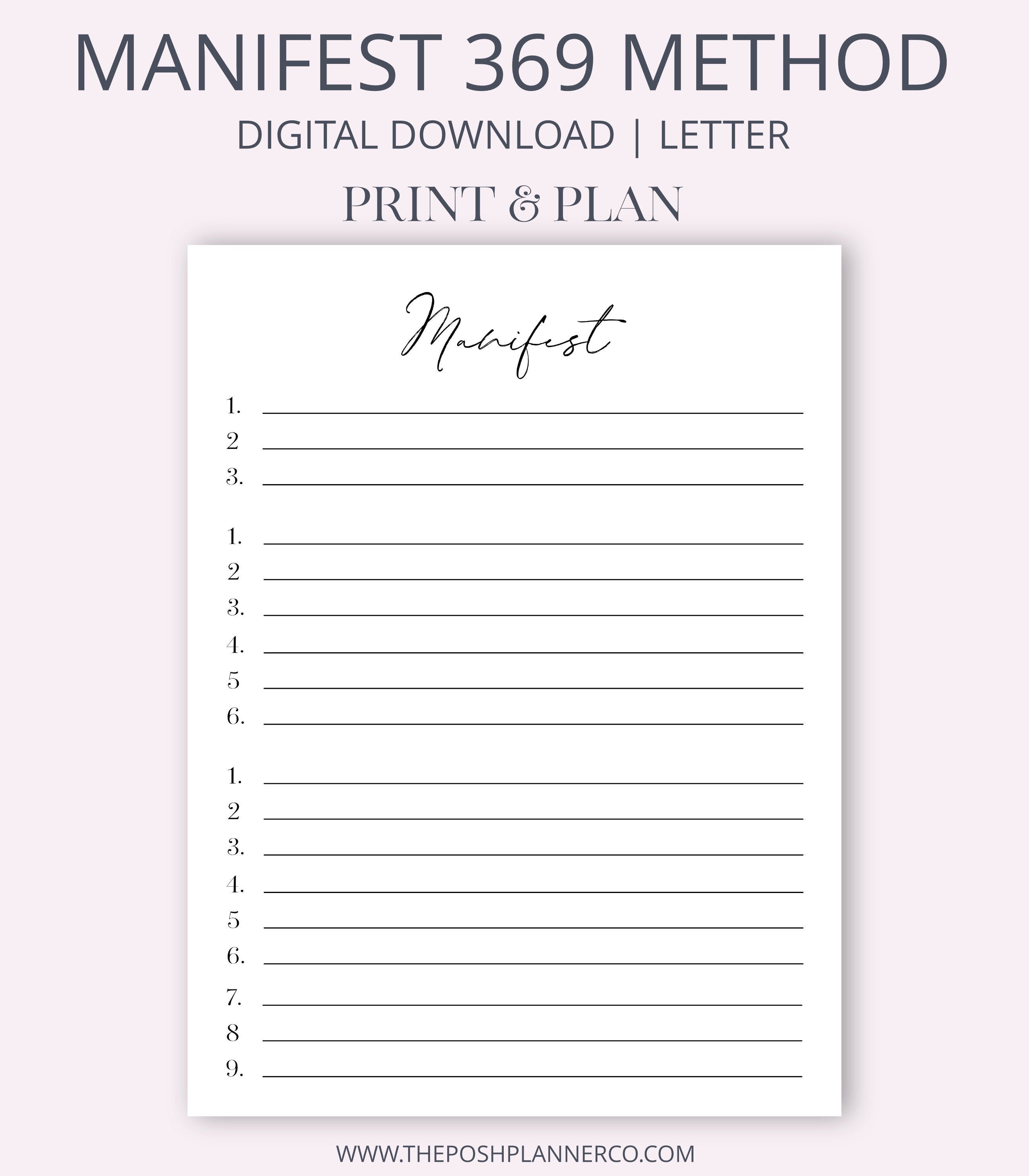 Manifestation 369 Planner Manifestation Life Goal Goal - Etsy