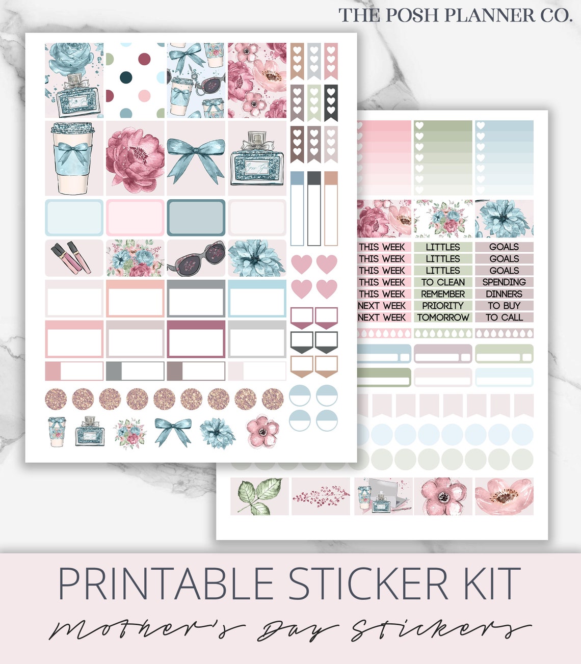 Printable Planner Stickers, Mother's Day Planner Sticker Kit, Digital ...