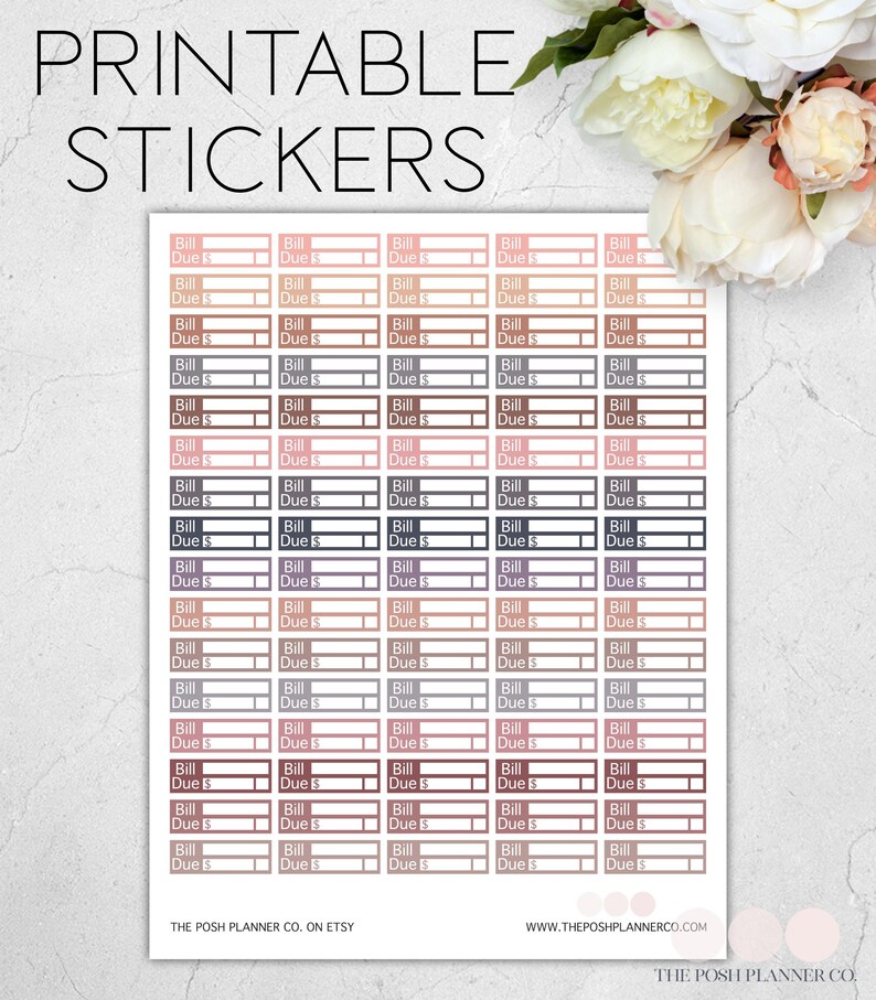 Bill Due Stickers Bill Due Planner Stickers Printable Budget - Etsy
