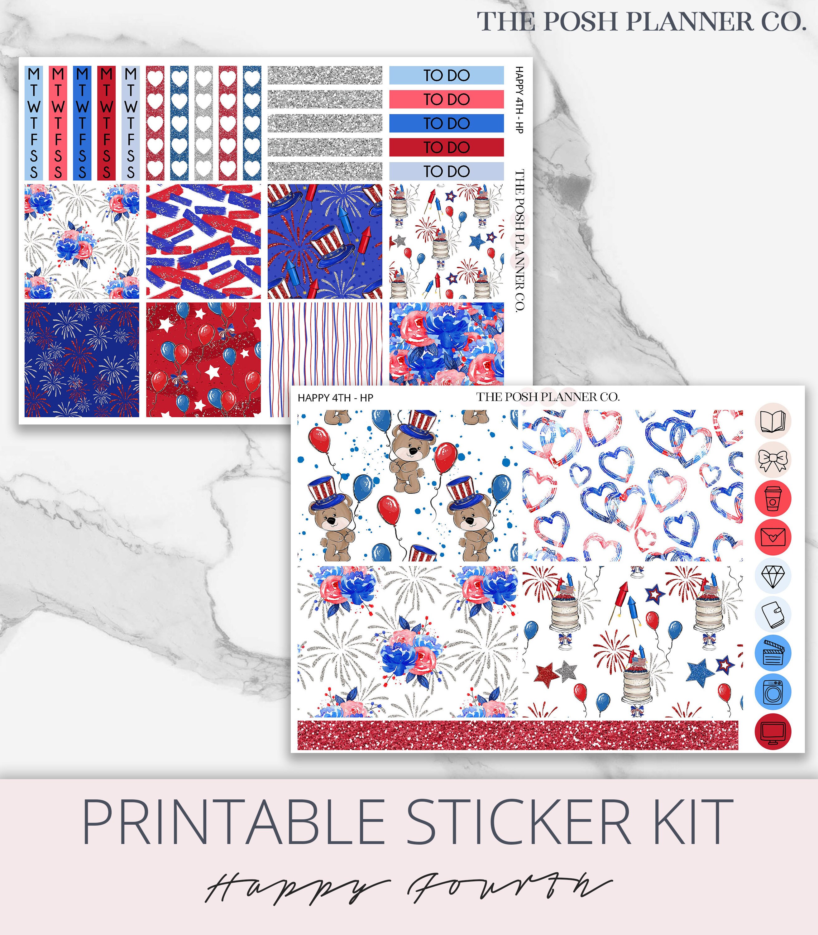 Independence Day Printable Planner Stickers July 4th Planner - Etsy