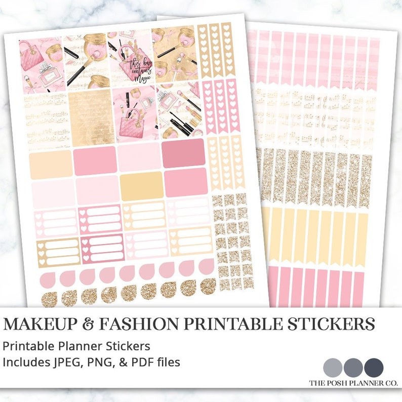 Printable Planner Stickers Makeup Fashion Digital Planner - Etsy